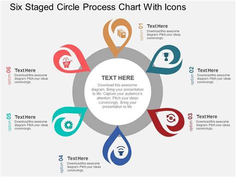 Lr Six Staged Circle Process Chart With Iocns Flat Powerpoint Design PowerPoint Slide