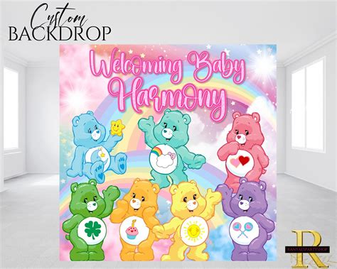 Care Bears Pastel Backdrop Care Bears Banner Care Bear Birthday Ba
