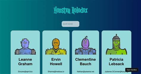 Monster Rolodex React Codesandbox