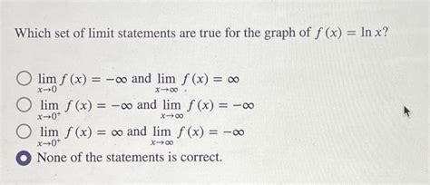 Solved Which Set Of Limit Statements Are True For The Graph Chegg Com