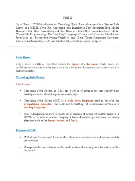 It 2352 Unit 2 Download Free Pdf Cascading Style Sheets Java Script
