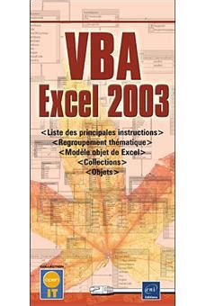 VBA Excel Liste des principales instructions et syntaxe détaillée broché Collectif