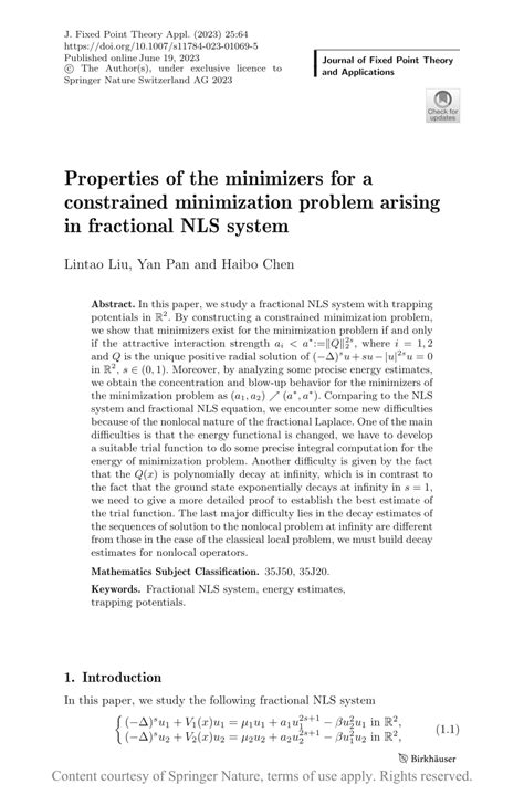 Properties Of The Minimizers For A Constrained Minimization Problem Arising In Fractional Nls System