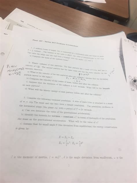 Solved Elastic Collision Of Two Particles The First Chegg