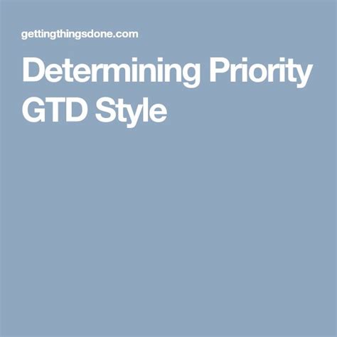 Determining Priority Gtd Style