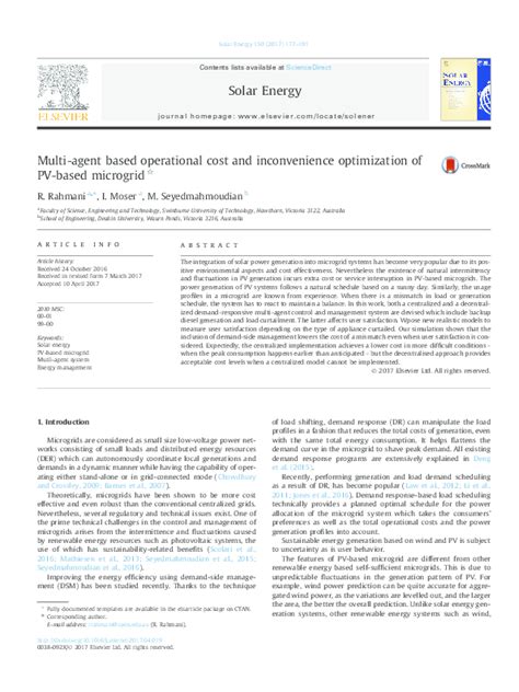 pdf multi agent based operational cost and inconvenience optimization