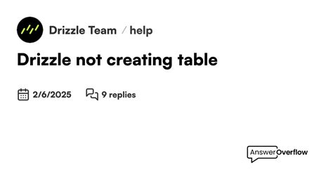Drizzle Not Creating Table Drizzle Team