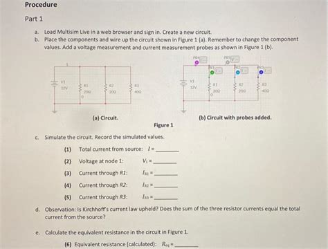 Solved Procedure Part 1 A Load Multisim Live In A Web