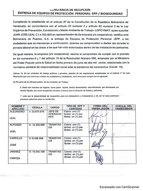 Consolidado De Entrega De Epp 1 Pdf