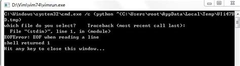 vim auto run python result in eof when reading a line stack overflow
