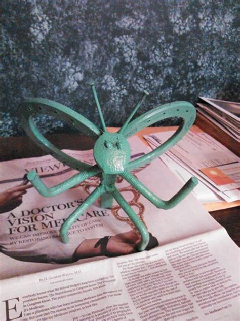 Welded Art Grasshopper Made From Horseshoes Railroad Spike And Odds