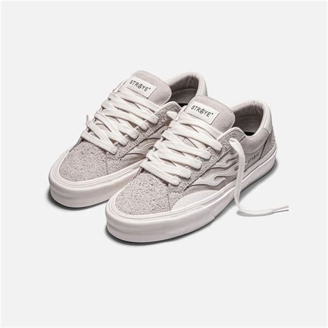 Straye Logan Cream Flame Hairy Suede Suede Low Top Skate Shoe
