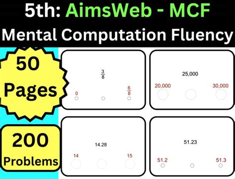 Grade 5 Aimsweb Plus Mental Computation Fluency Number Sense Fluency