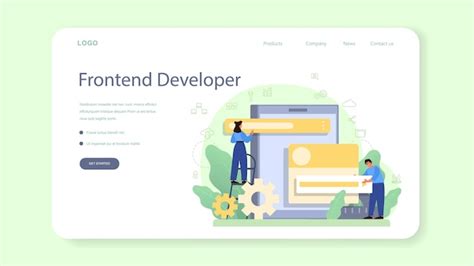 premium vector frontend developer web banner or landing page website interface design