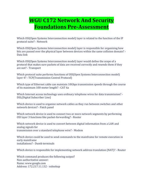 SOLUTION Wgu C Network And Security Foundations Pre Studypool