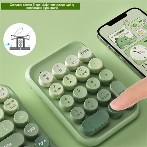 Bow Three Mode Wireless Bluetooth Numeric Keypad Mouse Gradient Pink Matcha Green External