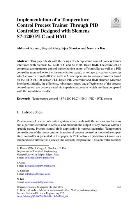 PDF Implementation Of A Temperature Control Process Trainer Through PID Controller Designed