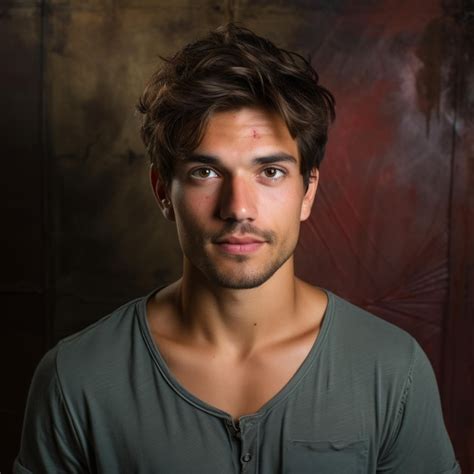 Premium Photo Portrait Of A Handsome Young Man With Brown Hair And