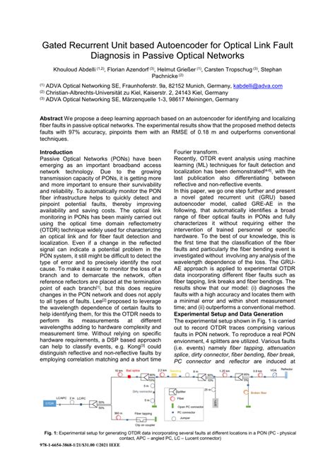 Pdf Gated Recurrent Unit Based Autoencoder For Optical Link Fault