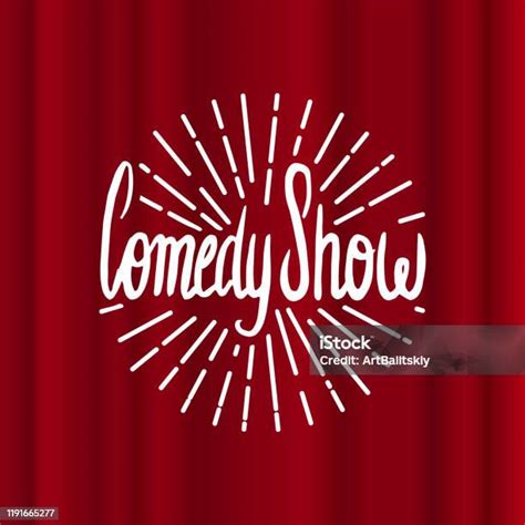 레터링 코미디 쇼 서예 텍스트 일어서 포스터 웹 배지 라벨 엠블럼 또는 로고를 위해 오래된 빈티지 스케치에 그려진 손으로 새겨져 있습니다 무대에서 개념 벡터 일러스트레이션