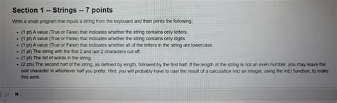 Solved Section 1 Strings 7 Points Write A Small