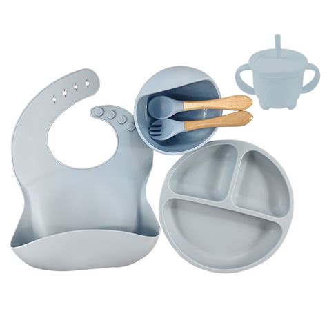 Комплект за хранене на бебета Darklove Силиконов Лигавник Чиния с отделения Купа с вендуза