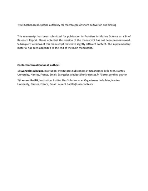 Pdf Global Ocean Spatial Suitability For Macroalgae Offshore Cultivation And Sinking