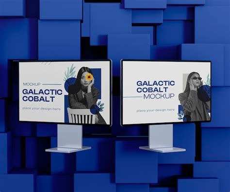 Premium Psd Screen Mockup On Blue Background