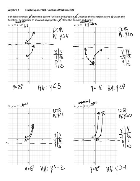 A 3dpe 5e 28rt 29 Worksheet Algebra 2 Graph Exponential Functions