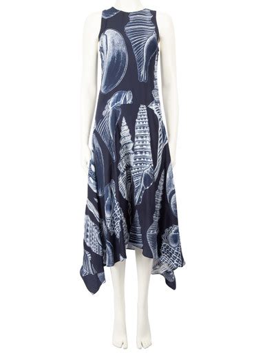 Used Stella Mccartney Navy Seashell Print Midi Dress Csd