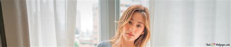 Sexy Asian Standing By The Window Holding White Curtains 4k Wallpaper