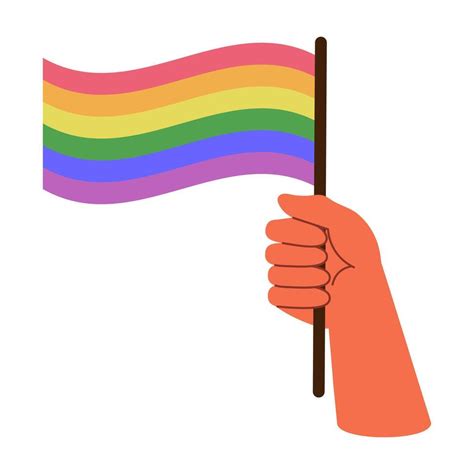 Supportive Hand Holding Rainbow Flag Symbol Of LGBTQ Community