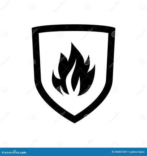 Escudo Con Icono De Signo De Fuego Aislado En Fondo Blanco Ilustración