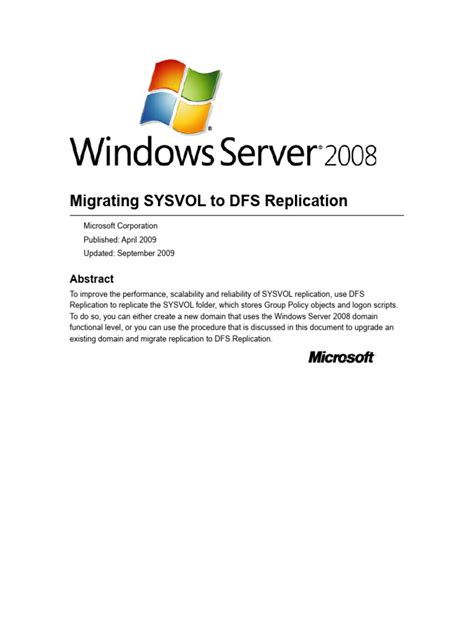 Sysvol Replication Migration Guide Frs To Dfs Replication Pdf Active Directory Group Policy