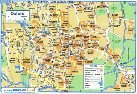 карты Подробная карта центра Оксфорда Великобритания англ Великобритания Туристический