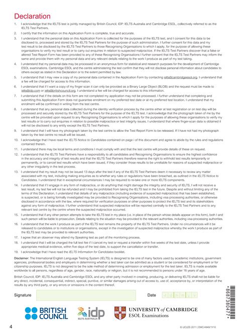 Ielts Application Form Pdf