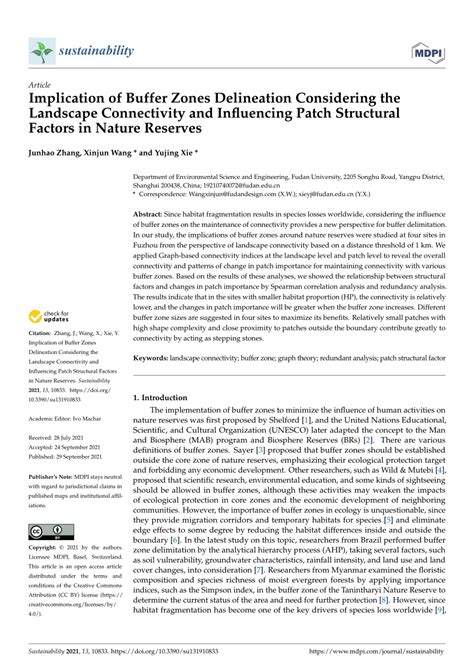 PDF Implication Of Buffer Zones Delineation Considering The Landscape Connectivity And