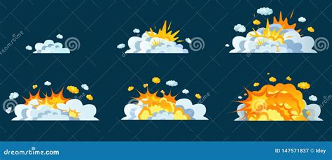 Frame Animation With Effect Of Burning Explosion Divided Into Frames