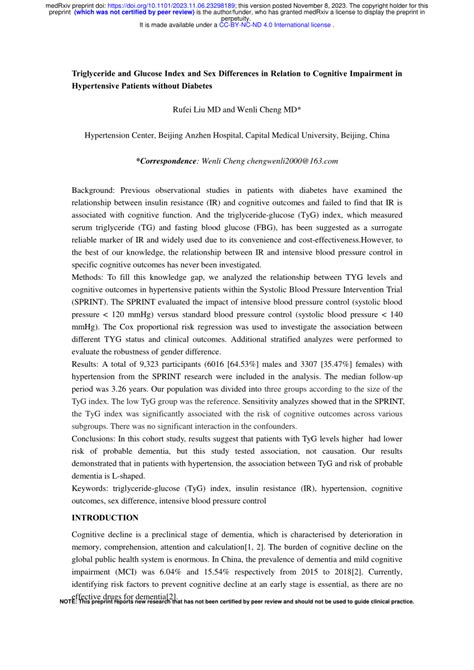 Pdf Triglyceride And Glucose Index And Sex Differences In Relation To