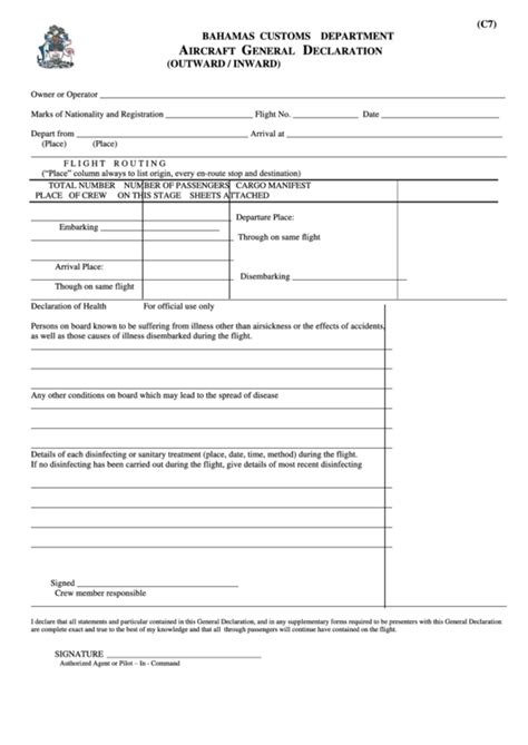 Form C7 Bahamas Printable Pdf Download