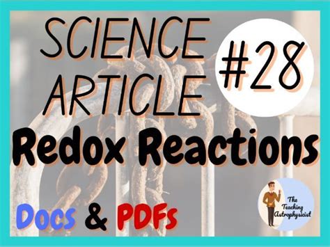 Redox Reactions Science Article Science Reading Literacy Teaching Resources