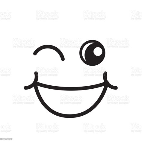 귀여운 소셜 미디어 이모티콘 약간 미소와 흰색 배경에 윙크 고객 참여에 대한 스톡 벡터 아트 및 기타 이미지 고객 참여 귀여운 기하 도형 Istock