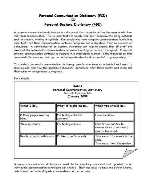 How To Make A Personal Communication Dictionary Pdf Communication