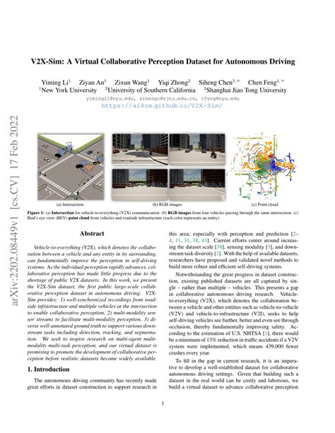 Pdf V2x Sim A Virtual Collaborative Perception Dataset For Autonomous Driving