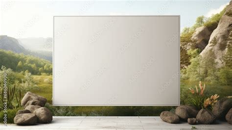 Tranquility Of A Landscape Background As Blank Sheets Of Paper Create