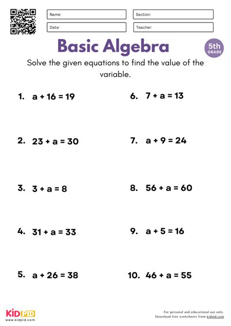 Algebra Fifth Graders