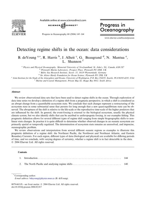 PDF Detecting Regime Shifts In The Ocean Data Considerations Review