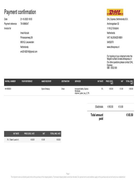 Dhl Invoice Pdf Value Added Tax Payments