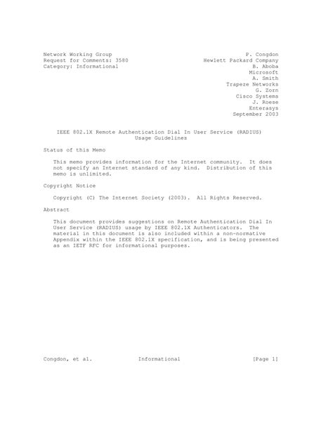 Pdf Ieee 8021x Remote Authentication Dial In User Service Radius