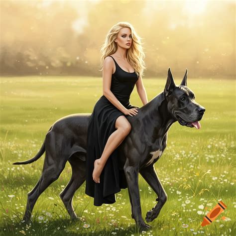 An Illustration Of A Smiling Blonde Woman In A Blue Dress Riding A